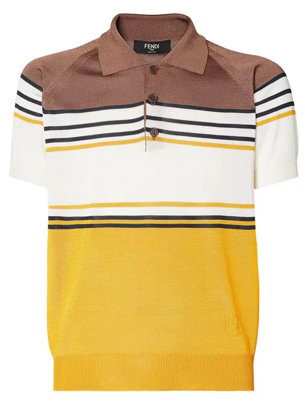 Fendi Striped Button-fastened Polo Sweater - Multicolor