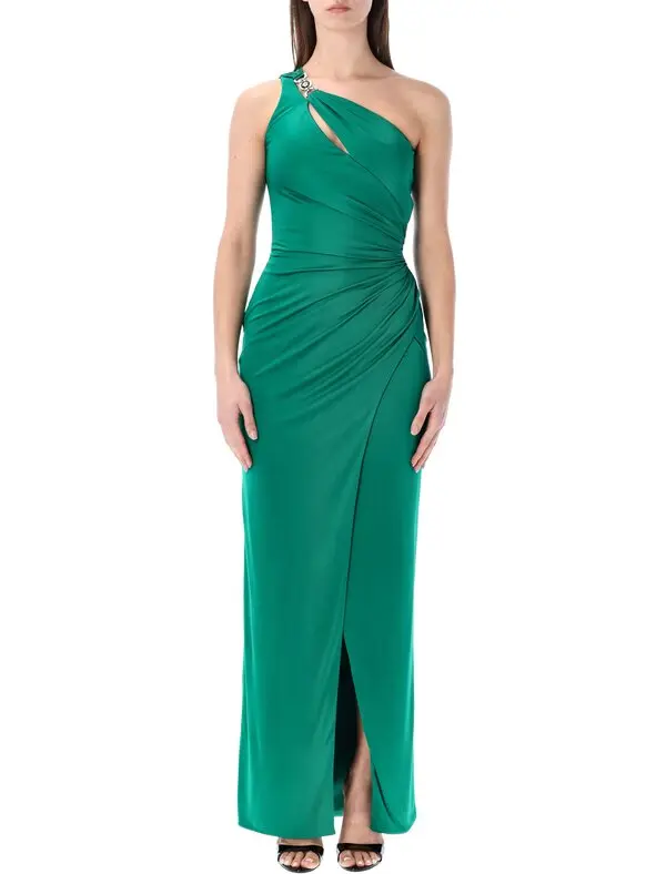 Versace One-shoulder Draped Gown - Emerald