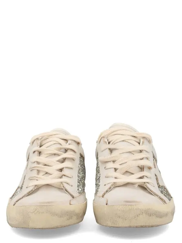 GOLDEN GOOSE Luxe Leather Sneakers With Glitter Embellishments - White