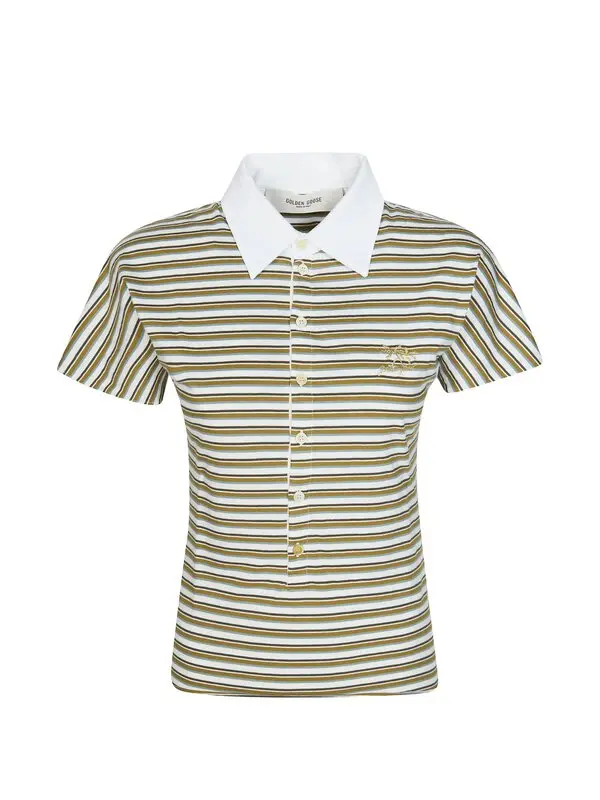 GOLDEN GOOSE Striped Cotton Polo Shirt - Multicolor