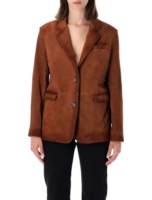 GOLDEN GOOSE Ovine Leather Blazer - Marrone