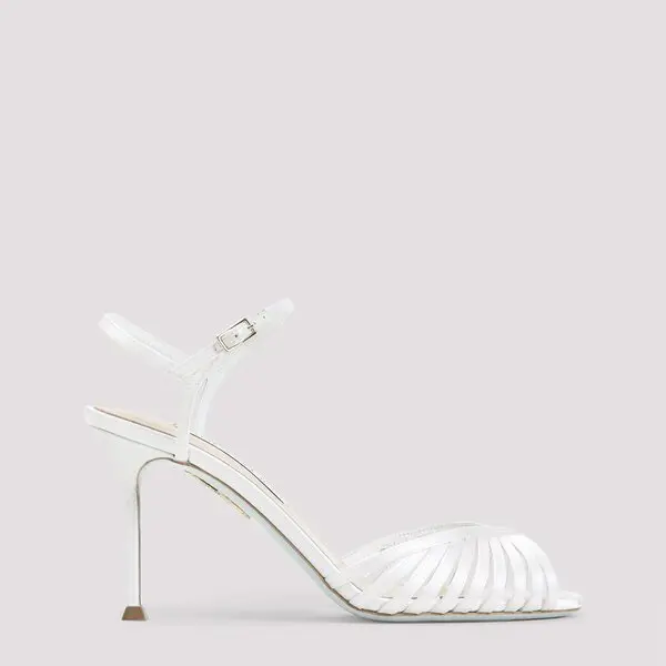 AQUAZZURA Hold Me 85 Satin Sandals - White