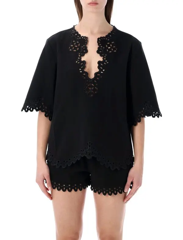 MARANT ETOILE Embellished Tunic Top - Faded Black