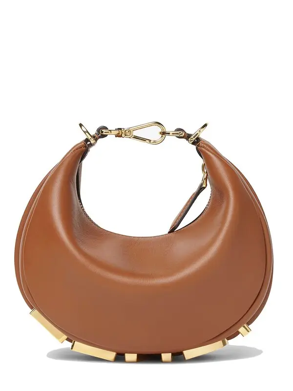 Fendi Mini Bag With Vintage Gold Lettering - Marrone