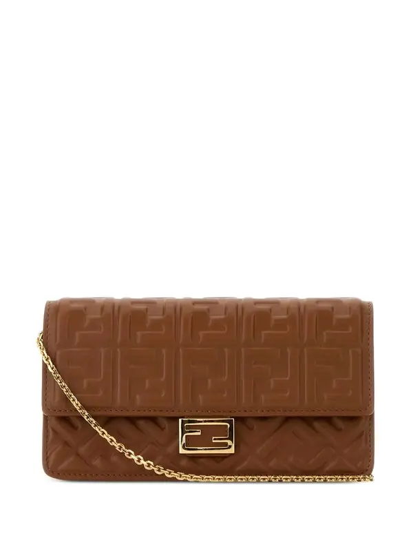 Fendi Mini Embossed Ff Motif Bag - Marrone