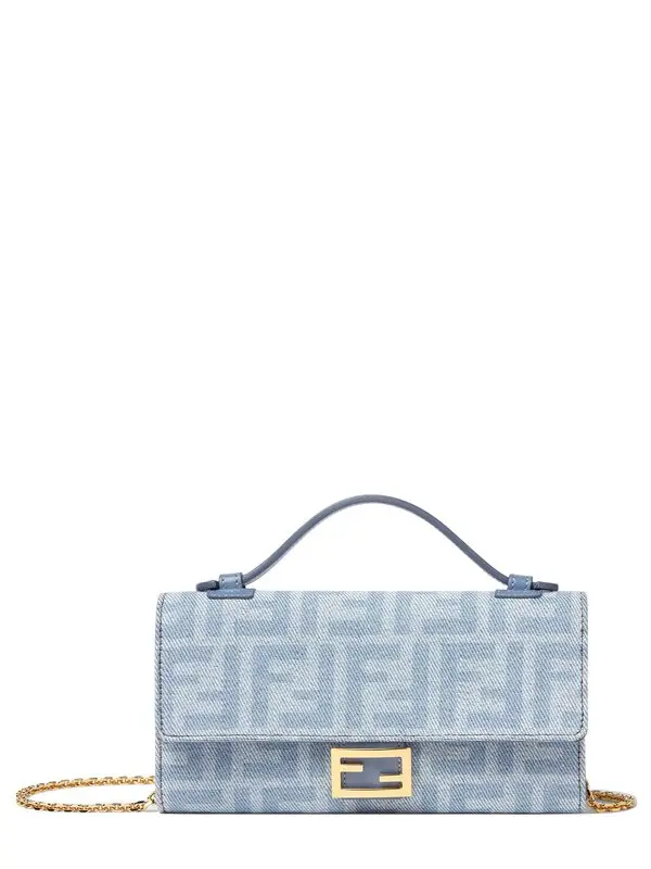 Fendi Mini Top Handle Bag With Removable Chain Strap - Azzurro