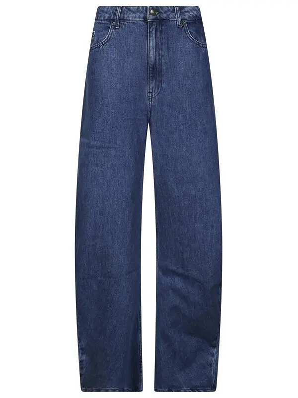ROTATE BY BIRGER CHRISTENSEN Draped Barrel Leg Jeans - Blu