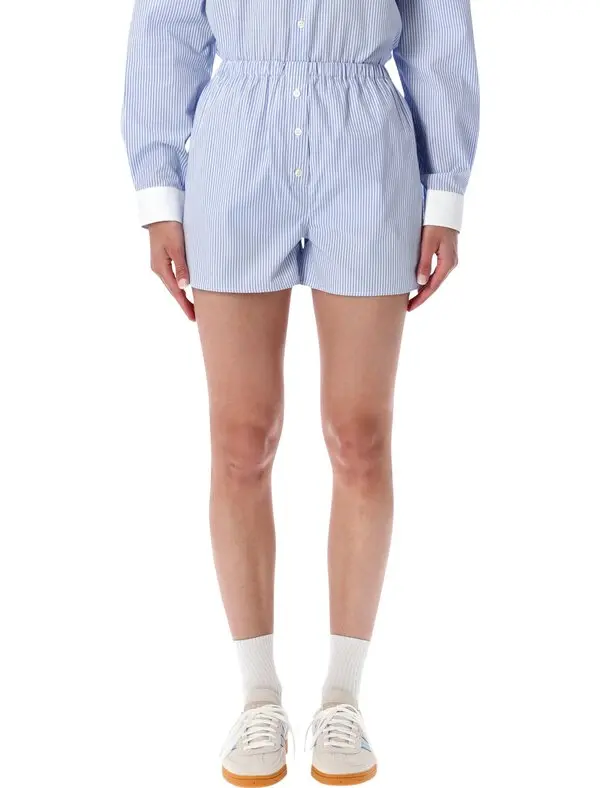 SPORTY & RICH Mini Cotton Shorts With Button Detail