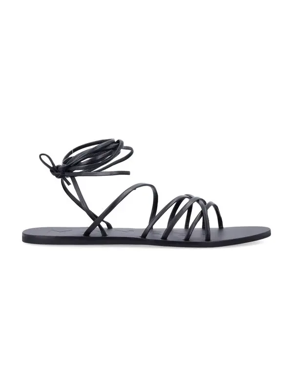 Manebí Mini Lace-up Leather Sandals - Nero