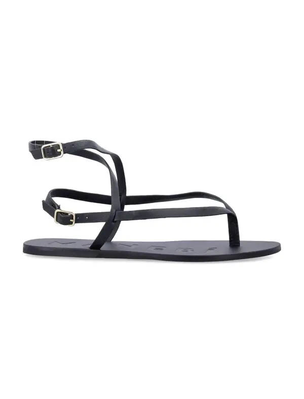 Manebí Mini Thong Sandals With Adjustable Buckle - Nero