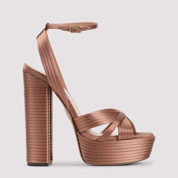 AQUAZZURA Sundance 140 Satin Platform Sandals - Brown