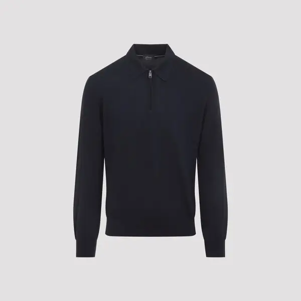 Brioni Long Sleeves Zip Polo For - Blue