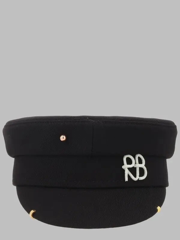 Ruslan Baginskiy Embellished Logo Newsboy Cap - Black