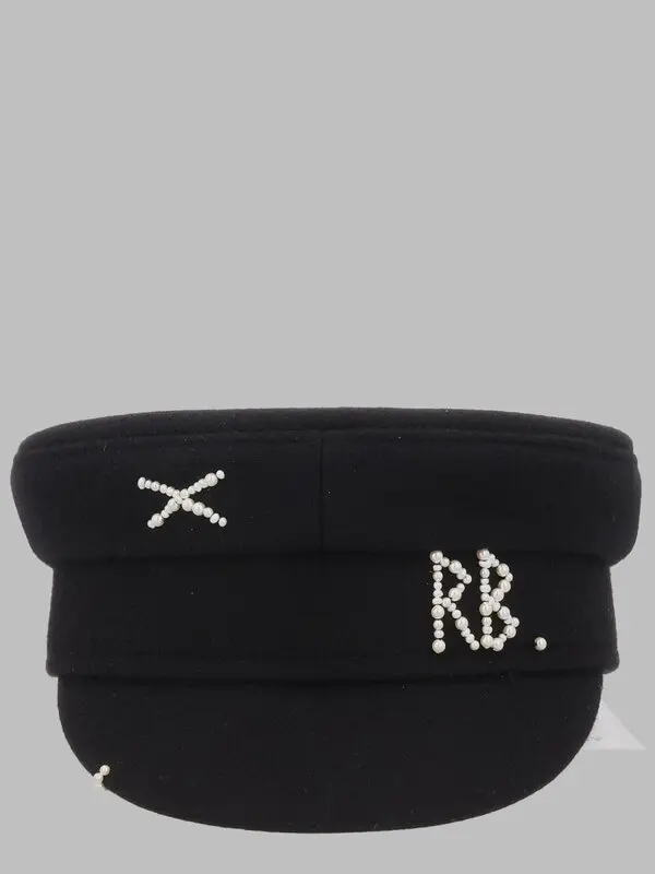 Ruslan Baginskiy Embellished Wool Newsboy Cap - Black