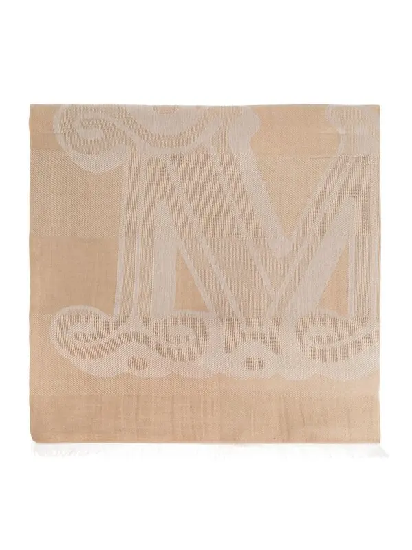 Max Mara Fringed Hem Jacquard Scarf - Brown