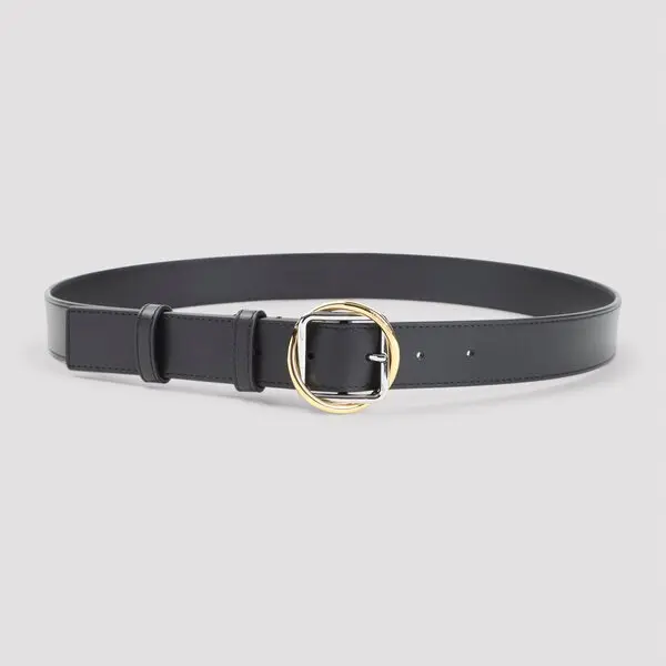 Jacquemus Mini Leather Belt With Gold Tone Hardware - Black