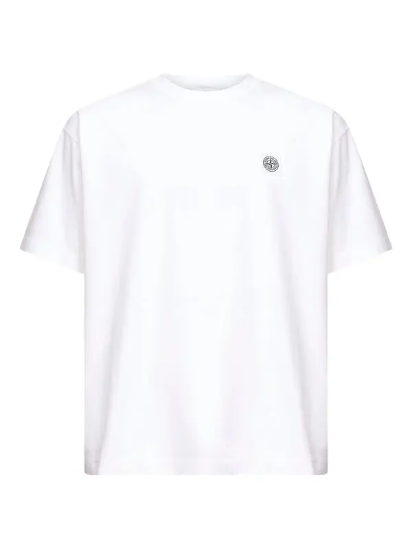 Stone Island Ribbed Neckline Graphic Tee Size