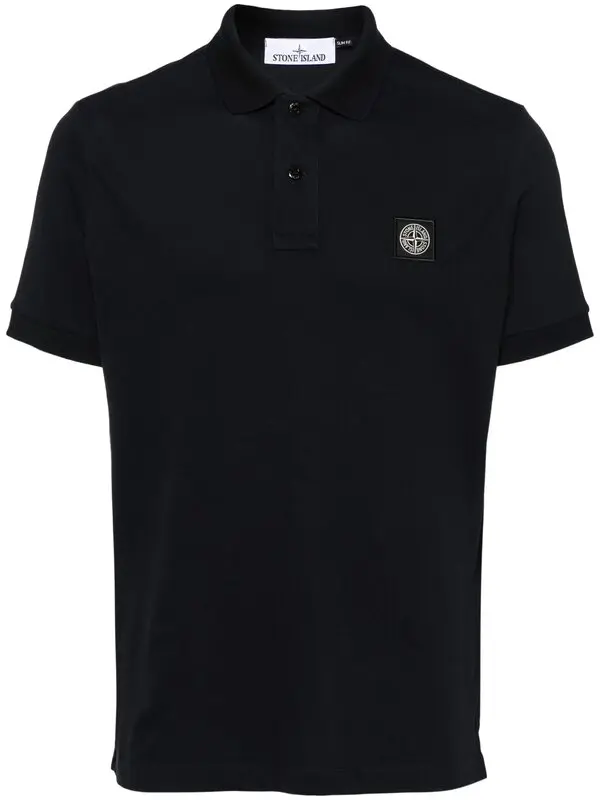 Stone Island Slim Fit Ribbed Collection Two-button Polo Shirt Size - Blu