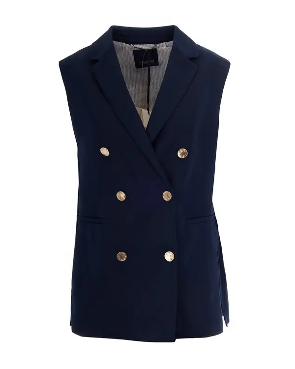 Max Mara Sleeveless Double Breasted Linen Jacket - Blu Notte