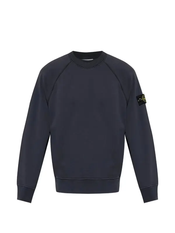 Stone Island Ribbed Neckline Sweater With Raglan Sleeves - Blu