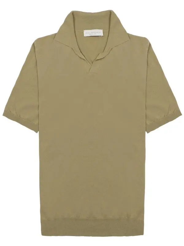 LUIGI GENTILE Short Sleeve Knit Polo Shirt - Green