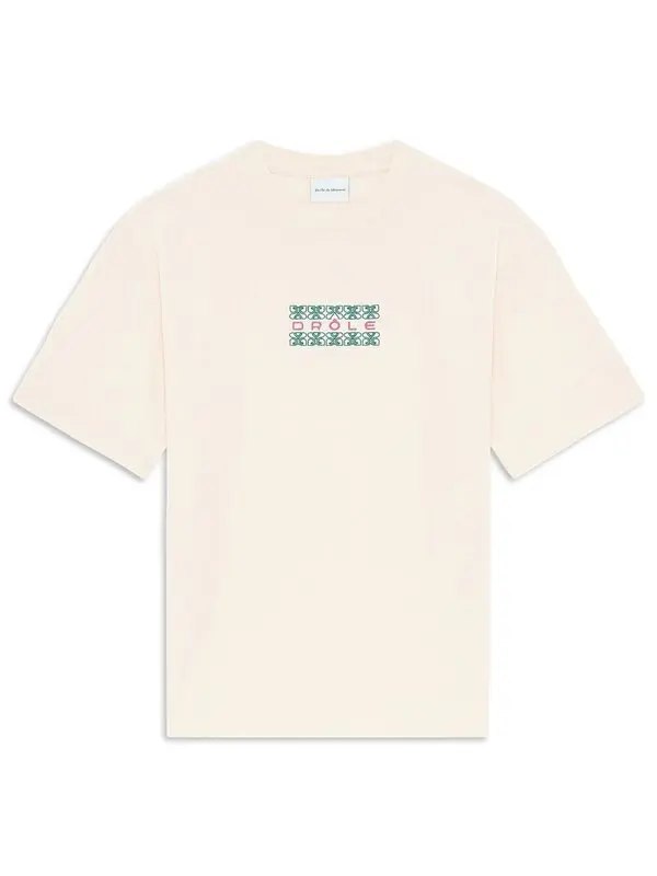 Drole De Monsieur Classic Embroidered Crewneck T-shirt Size - Beige