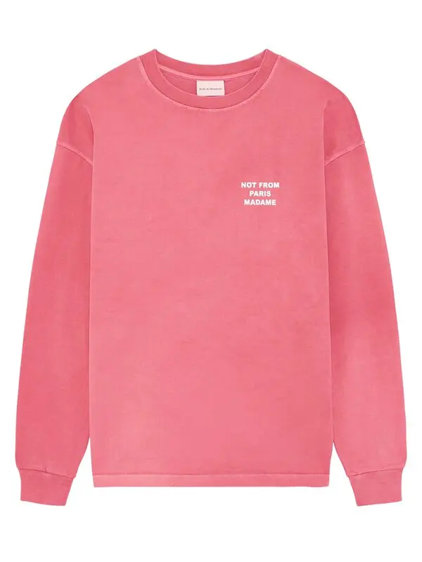 Drole De Monsieur Slogan Print Long Sleeve Tee Size - Rosa