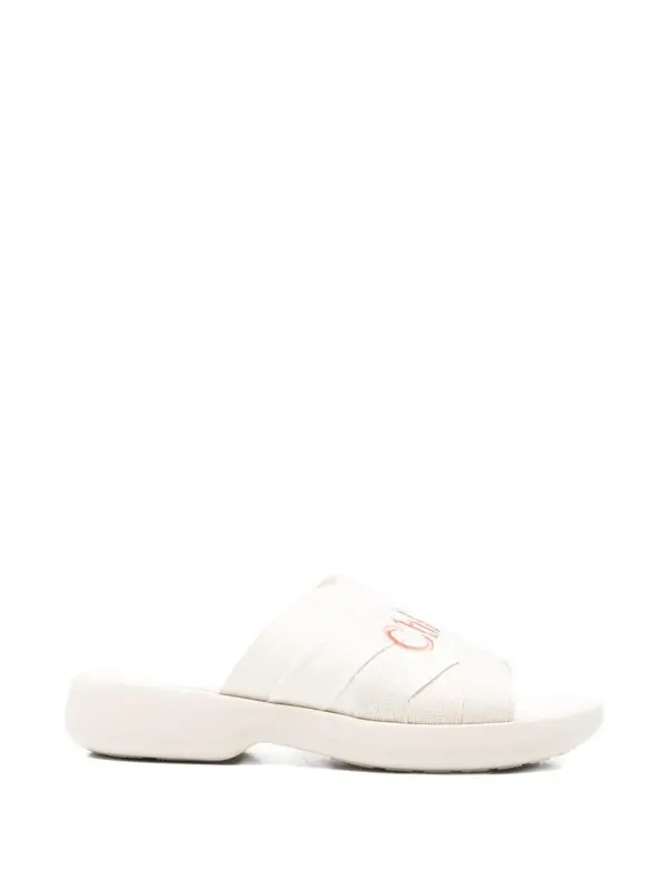 Chloé Embroidered Logo Sandals With Chunky Recycled Rubber Sole
