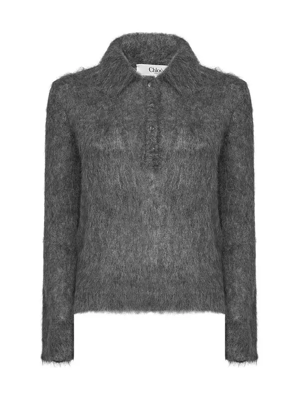 Chloé Buttoned Collar Sweater - Grigio