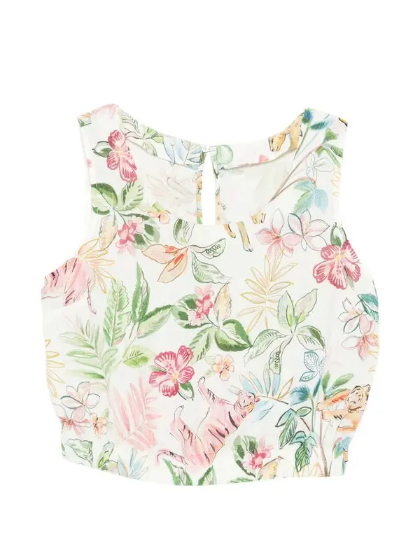 120% Lino Sleeveless Linen Top With Back Button Closure