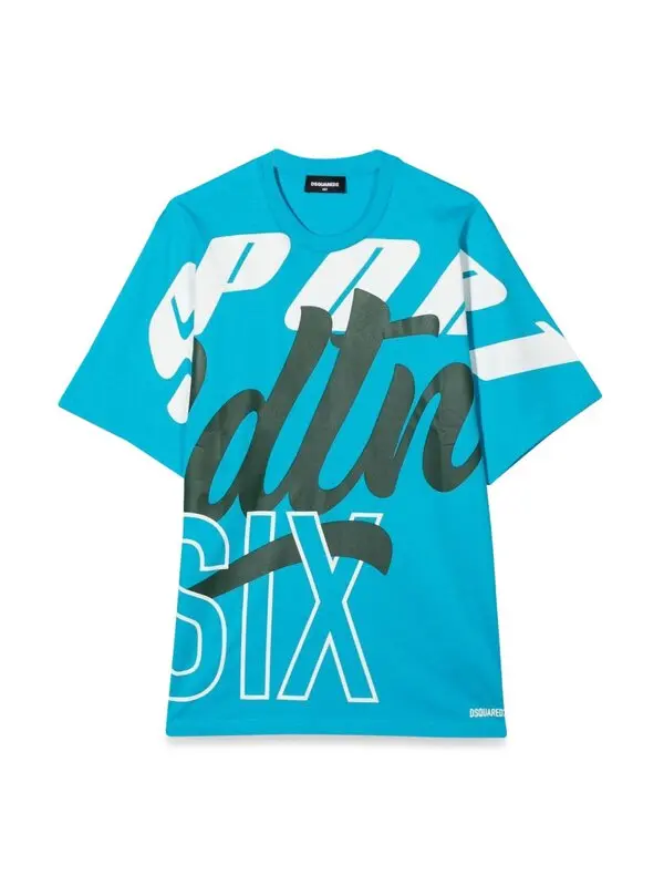 Dsquared2 Allover Writing T-shirt Teen Size - Azure