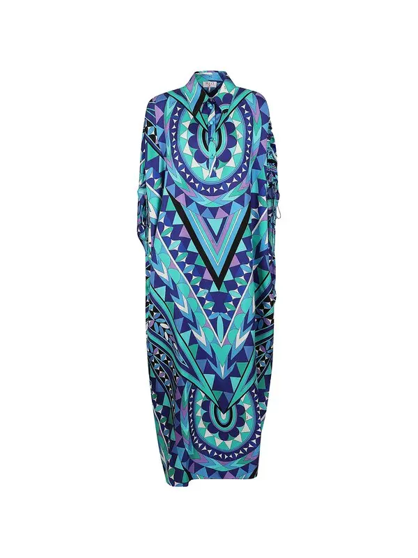 Emilio Pucci Silk Printed Trim Shirt - Blu