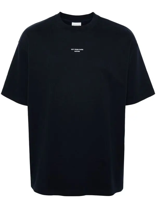 Drole De Monsieur Slogan Printed Short Sleeve T-shirt Size - Blu