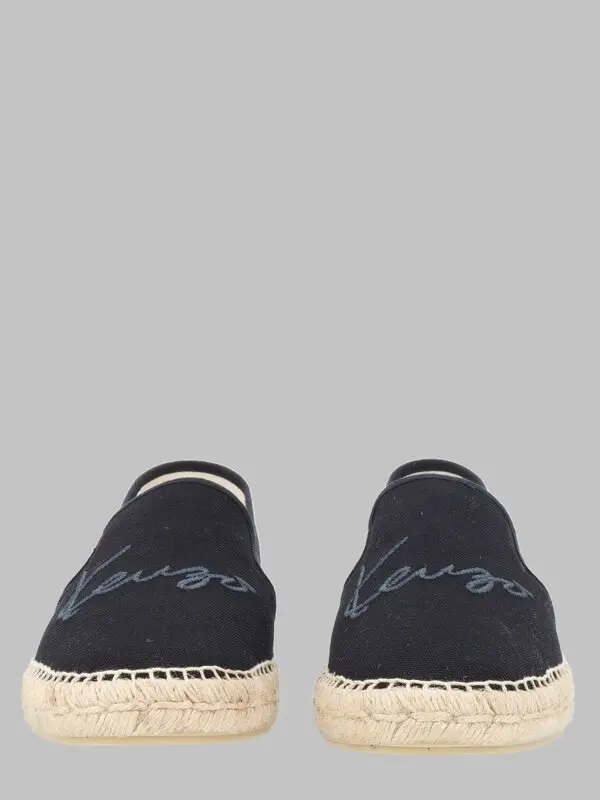 Kenzo Embroidered Cotton Espadrille Flats - Black