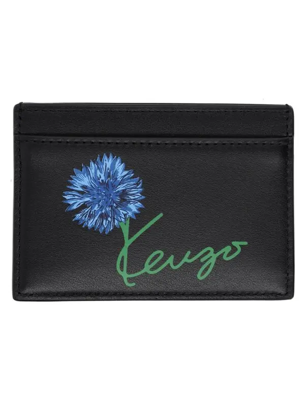 Kenzo Leather Card Holder Wallet - Black