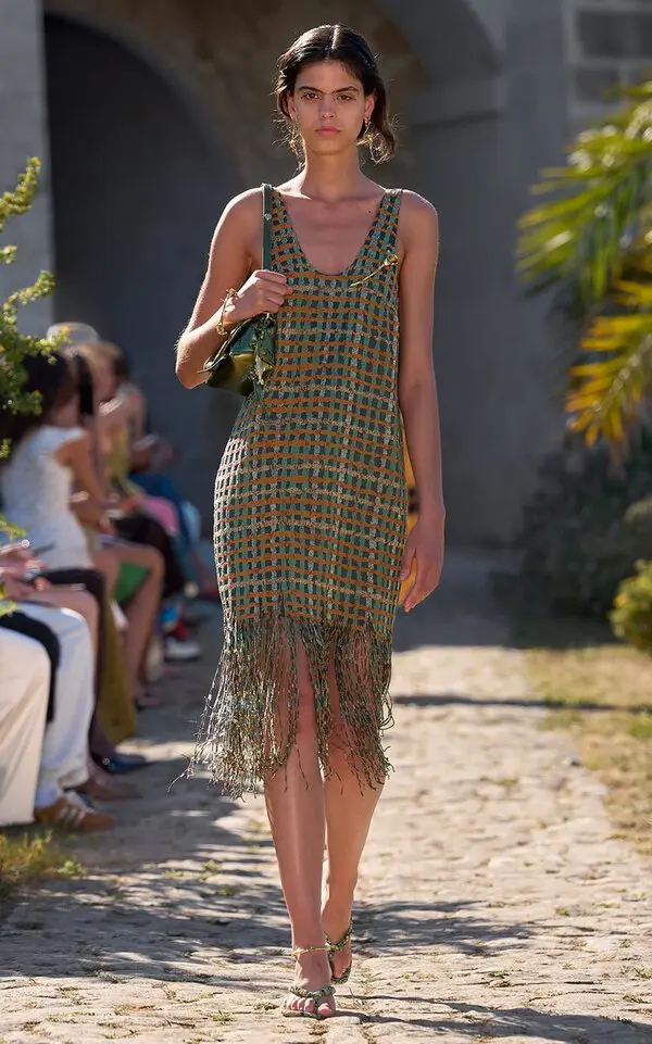 ALEMAIS Alberto Beaded Woven Midi Dress