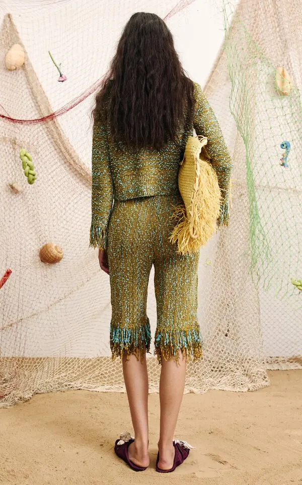 ALEMAIS Nieve Sequined Knit Capri Pants