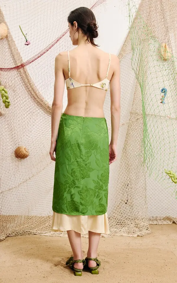 ALEMAIS Antoni Beaded Silk Midi Skirt