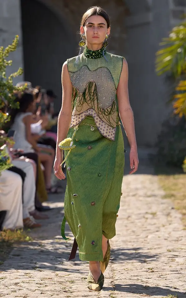 ALEMAIS Manni Embellished Crepe Wrap Skirt