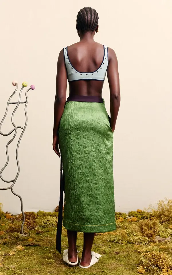 ALEMAIS Manni Embellished Crepe Wrap Skirt