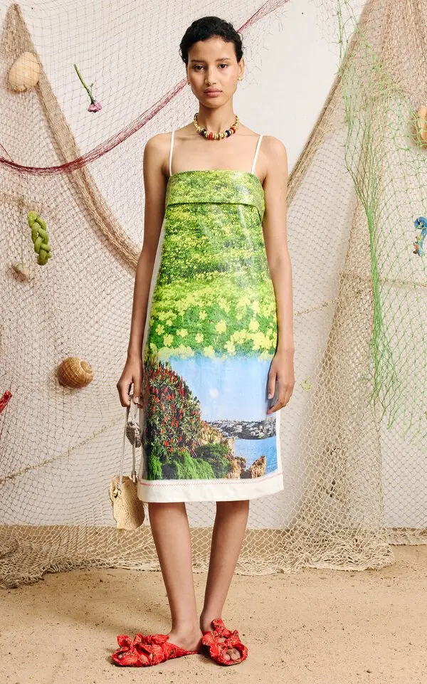 ALEMAIS Bermuda Buttercup Graphic Cotton Midi Dress