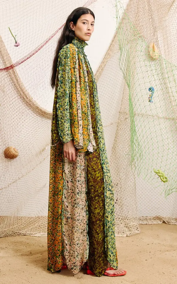 ALEMAIS Ondina Spliced Georgette Maxi Dress