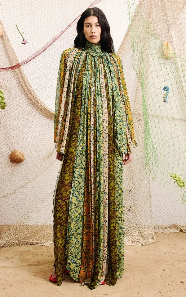 ALEMAIS Ondina Spliced Georgette Maxi Dress