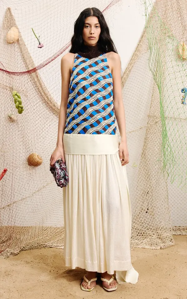 ALEMAIS Basilia Beaded Cotton Maxi Dress