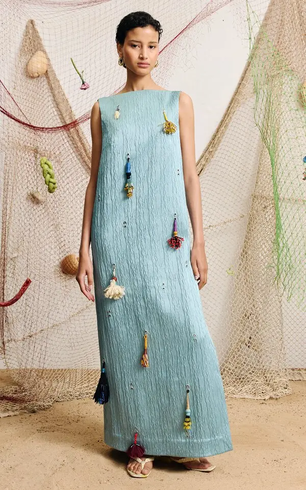 ALEMAIS Collector Embellished Wool-blend Maxi Dress