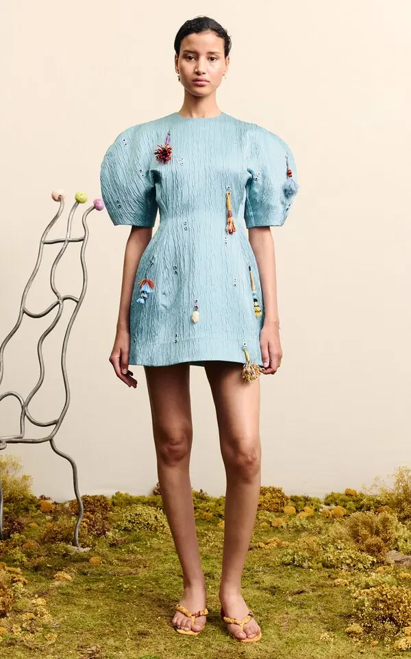 ALEMAIS Collector Embellished Wool-blend Mini Dress