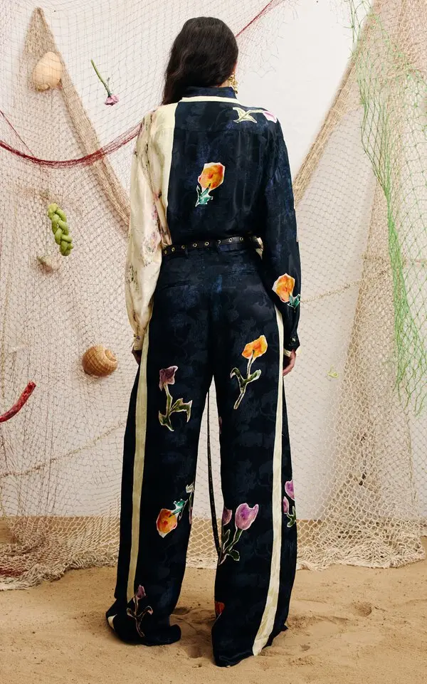 ALEMAIS Sophie Satin Wide-leg Pants