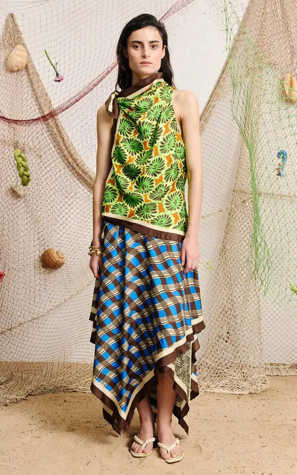 ALEMAIS Basilia Silk Scarf Midi Dress