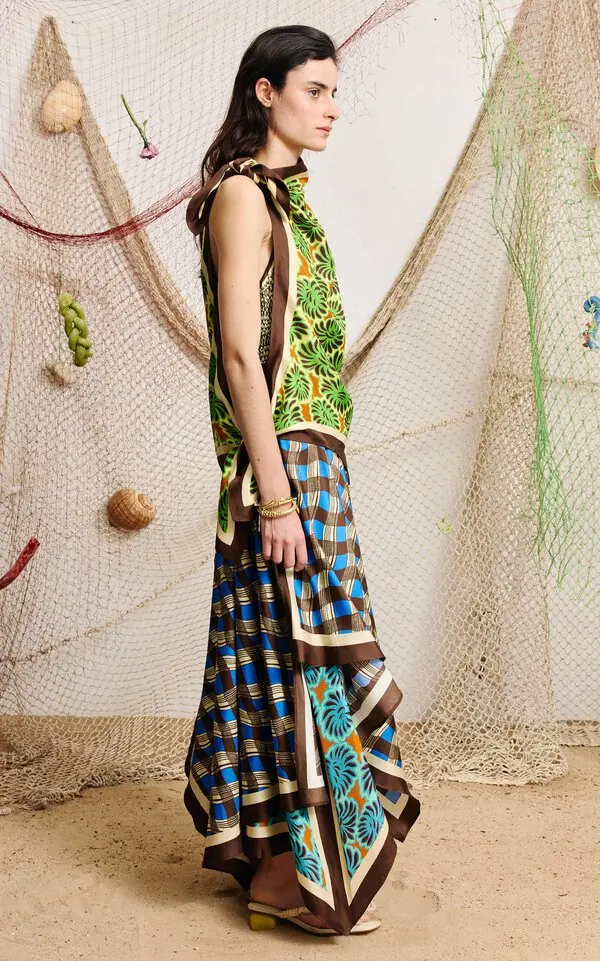 ALEMAIS Basilia Silk Scarf Midi Dress