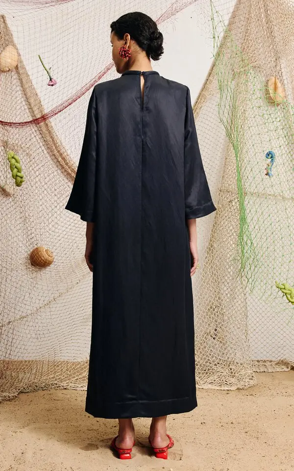 ALEMAIS Martina Beaded Linen-blend Maxi Dress
